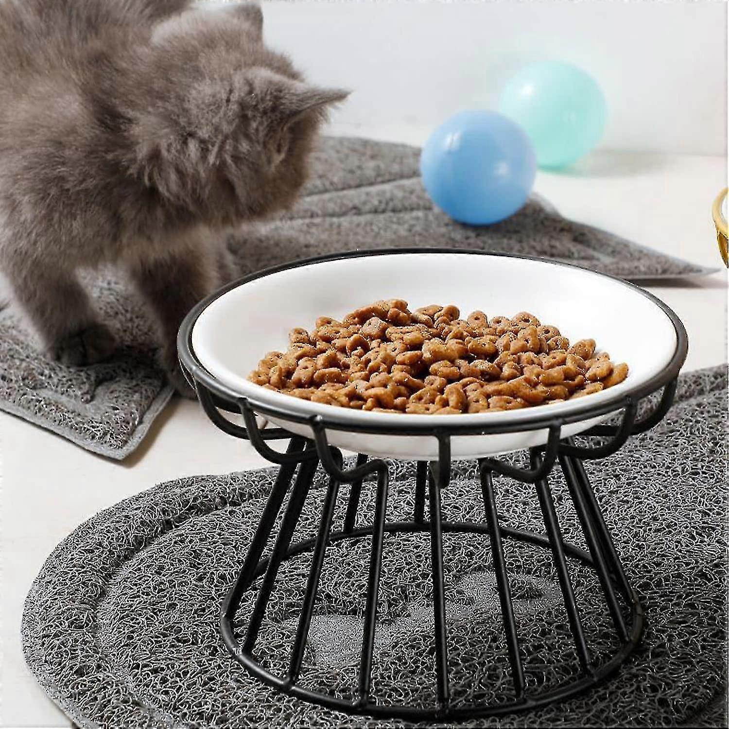 Anti-vomit Cat Plate,elevated Bowl-raised Ceramic Cat Bowl With Metal ...