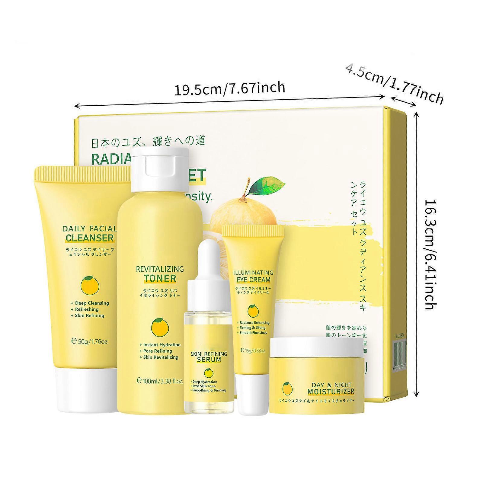 Yuzu Hydrating Moisturizing Set - 5-Piece Kit Cleanser Toner Serum Eye ...