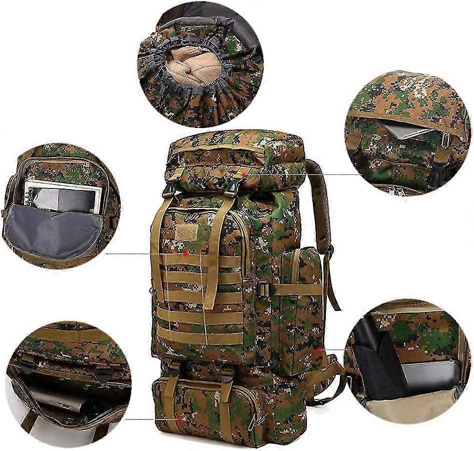 Large 80l Hiking Backpack Military Army Rucksack Waterproof Tactical ...