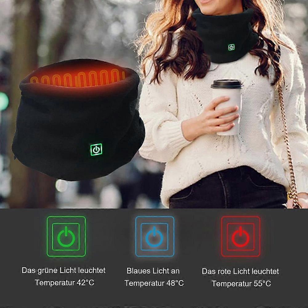 Black heated scarf with 3-level temperature control | Fruugo UK