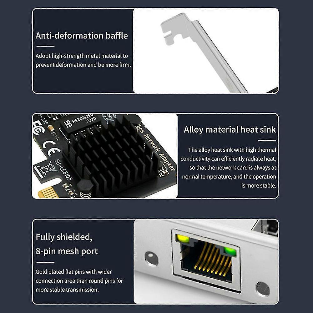 PCI Express Network Card RTL8125BG Chip 2.5G Gigabit Ethernet PCIE RJ45 ...