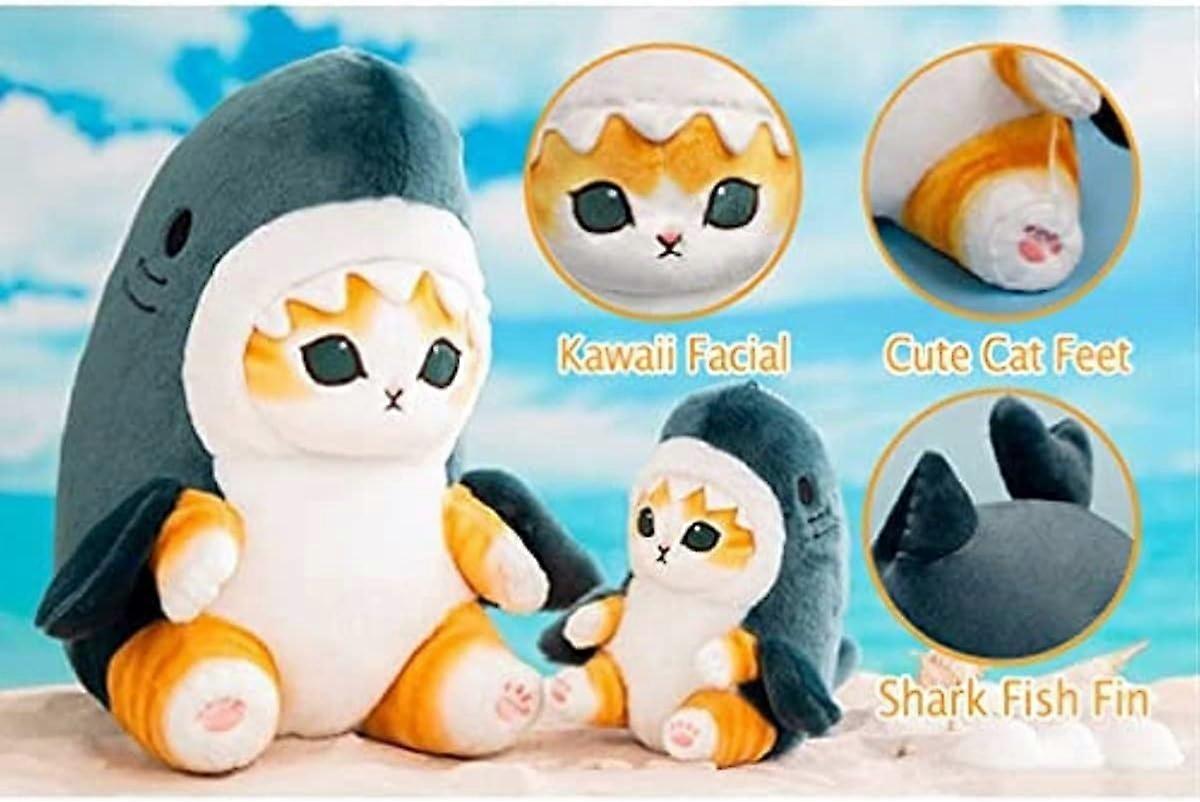 Cute Shark Cat Plush Toy, 8'' Cat Face Shark Stuffed Animal Plushies ...