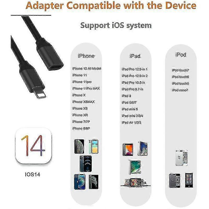 1m Lightning Extension Cable for iPhone iPad, iPhone Extension Cable ...