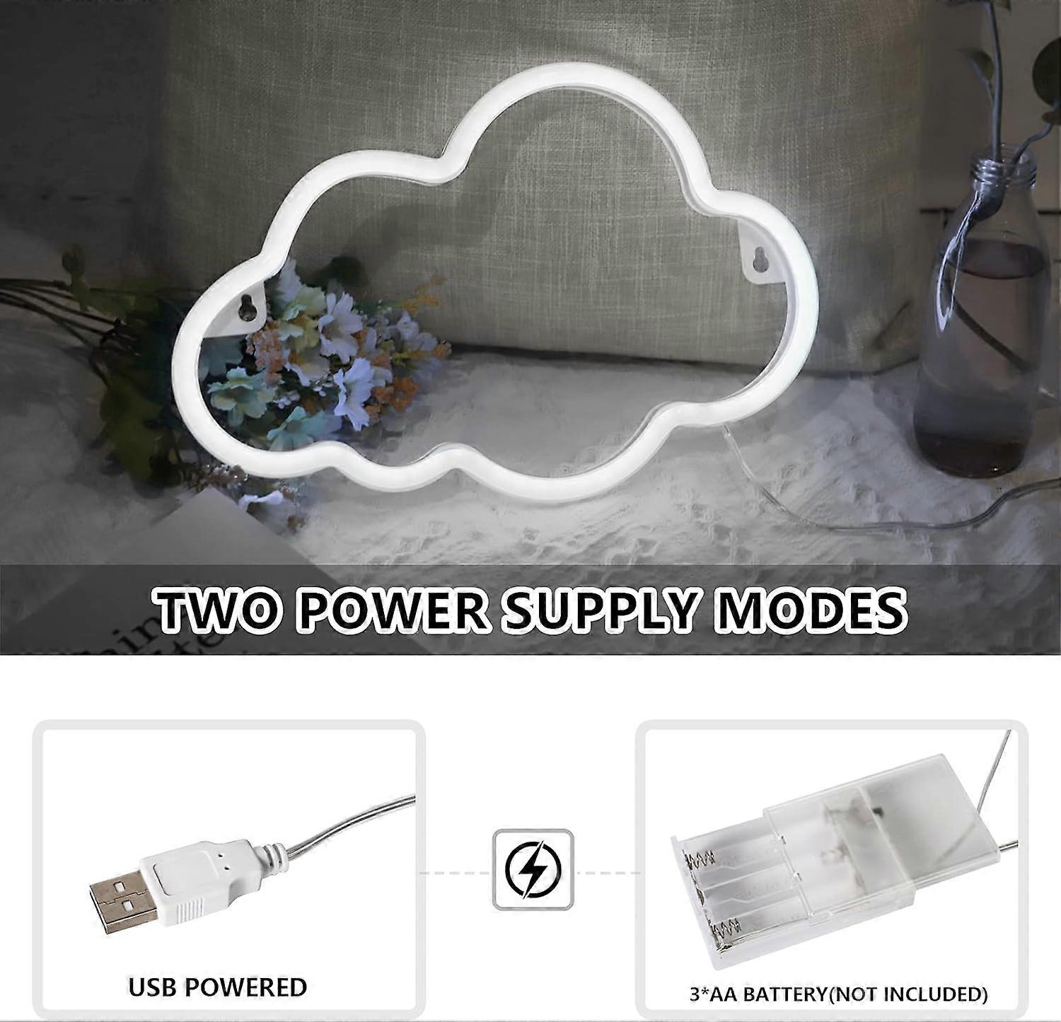 Cloud Neon Sign, LED Cloud Neon Signs for Wall Decor, Battery or USB ...
