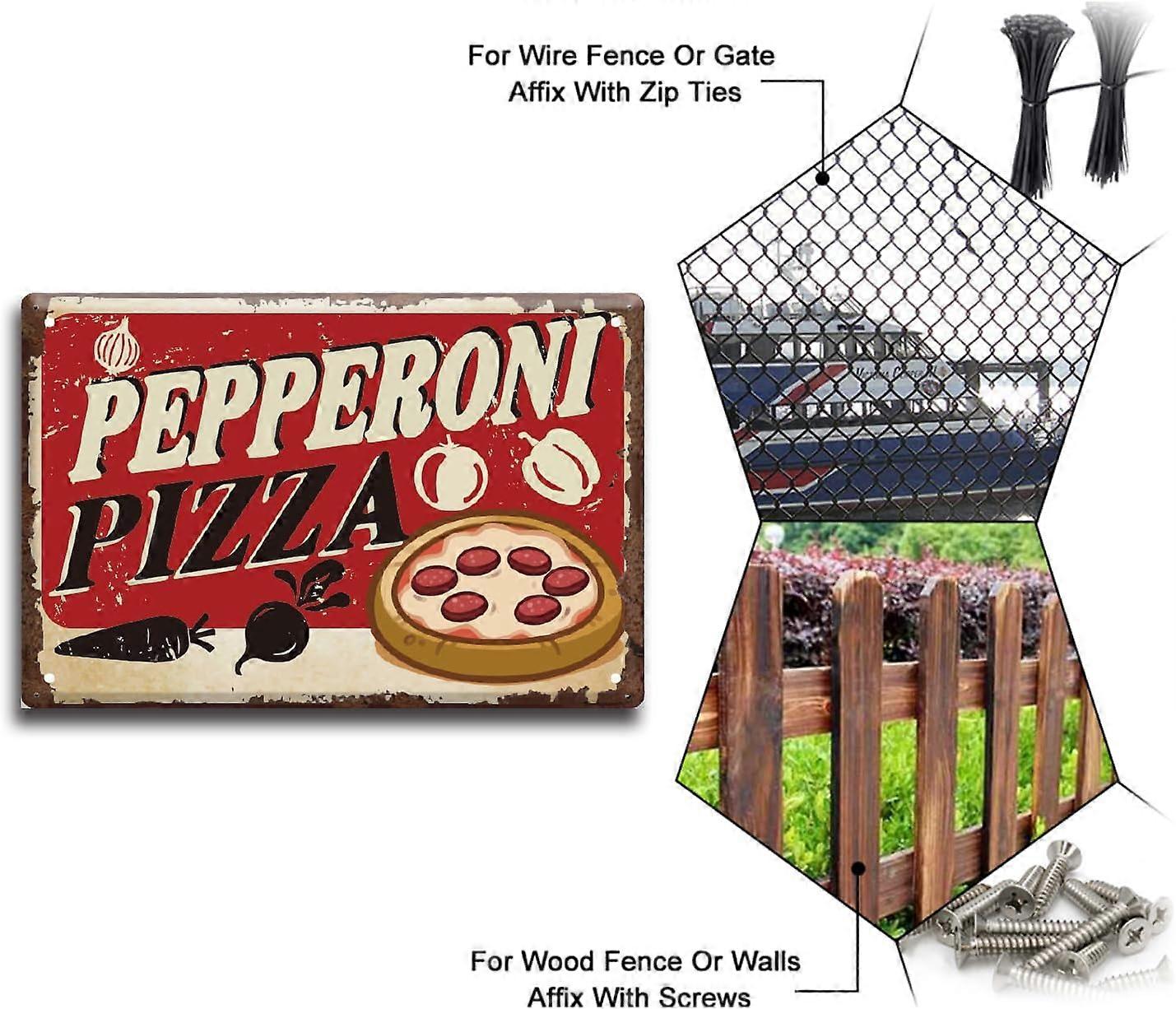 Metal Tin Sign American Pepperoni Pizza Vintage Iron Sign Pizza Store ...