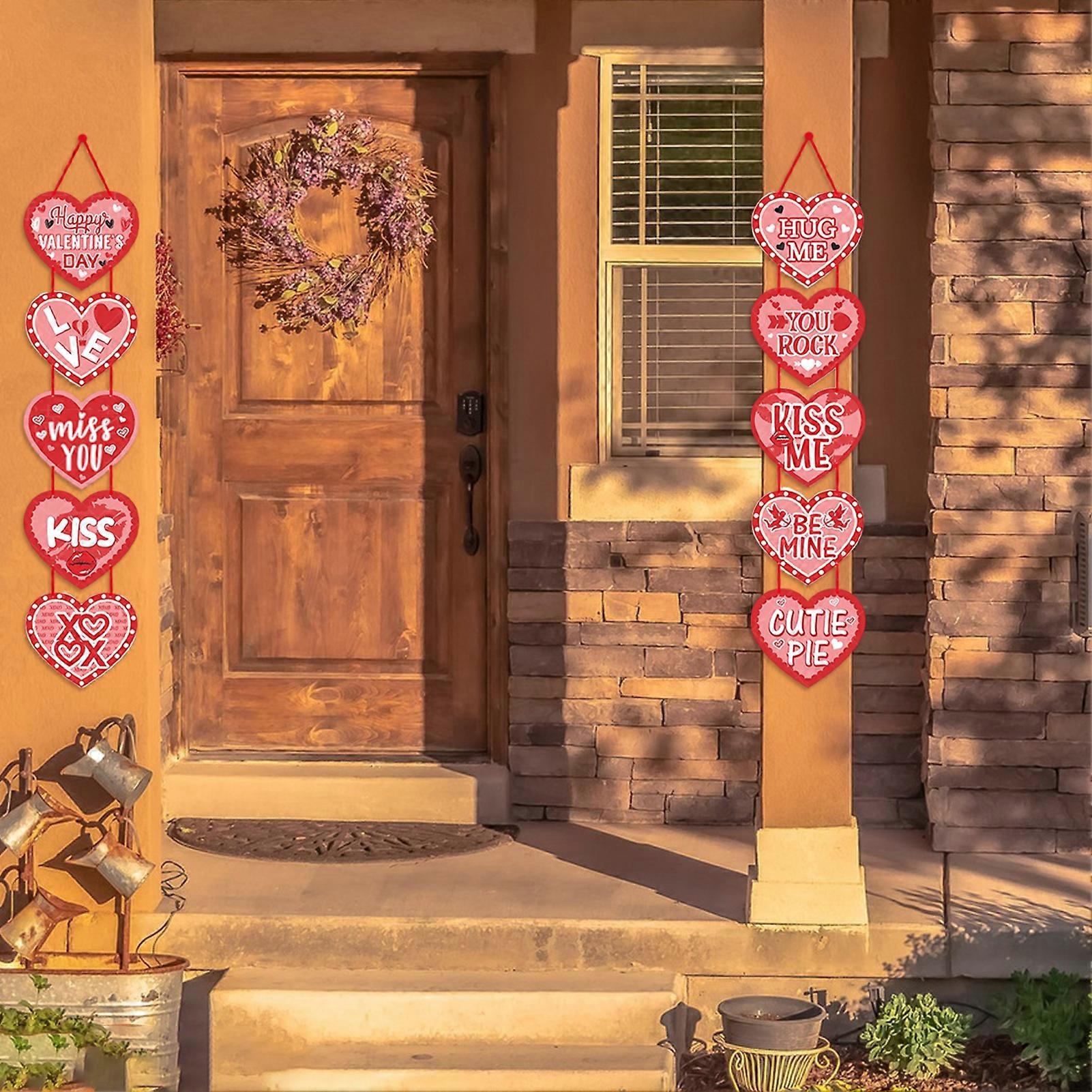 1 Pair Valentine's Day Red Heart Door Sign Decoration Paper Love Heart ...