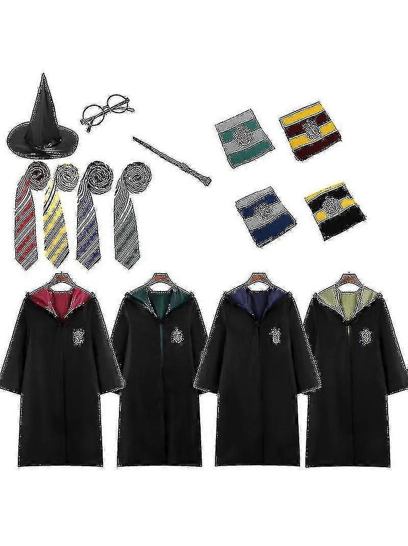 Harry Potter 6pc Set Magic Wizard Fancy Dress Cape Cloak Costume High ...