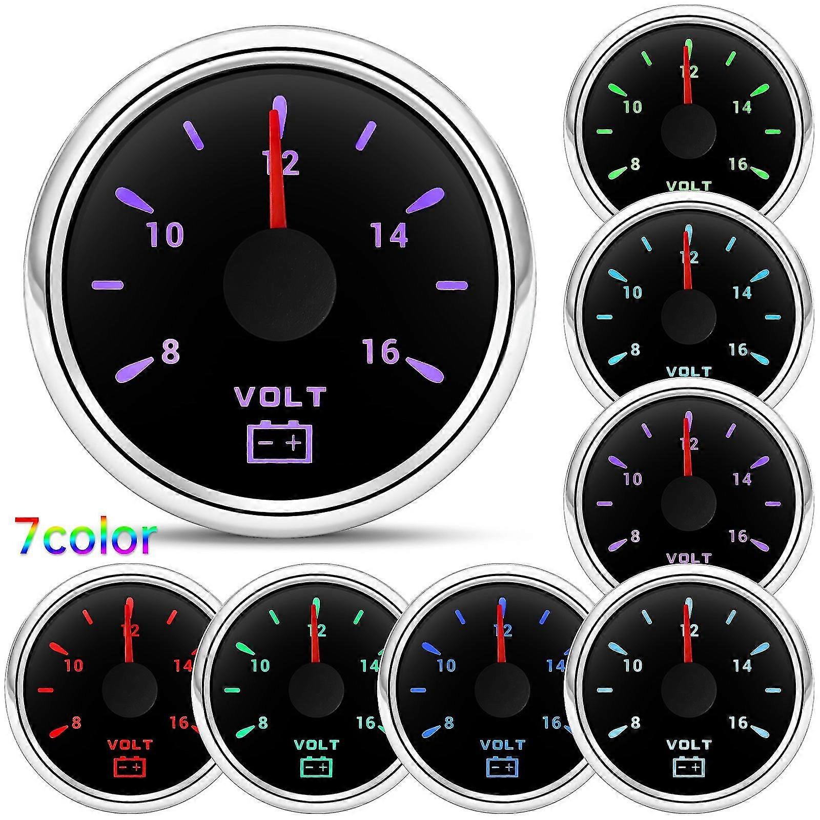 Auto Gauge 2" 52mm Voltmeter For Marine Boat Car 8-16v Volts With 7 Color Backlight Ip67 ...