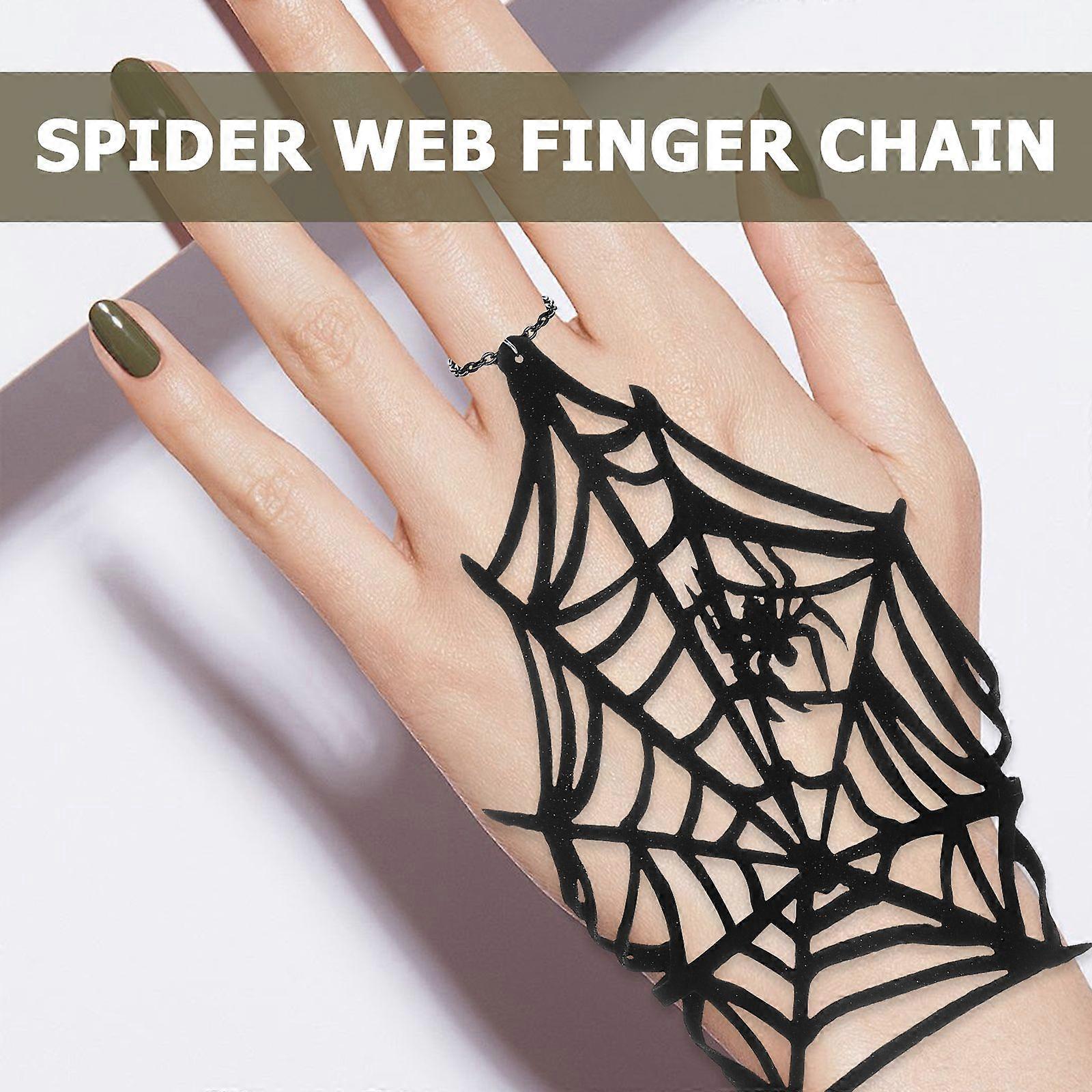 Fingerless Glove For Halloween Spider Web Fingerless Glove Steampunk Wristband Ring Halloween ...