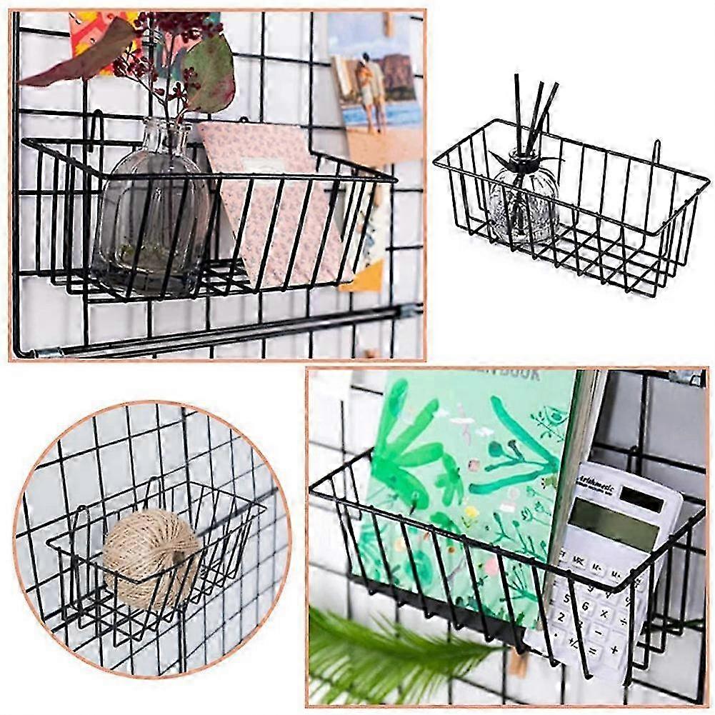 3 Pcs Wire Baskets,Wall Grid Panel Hanging Wire Basket,Wall Storage and ...