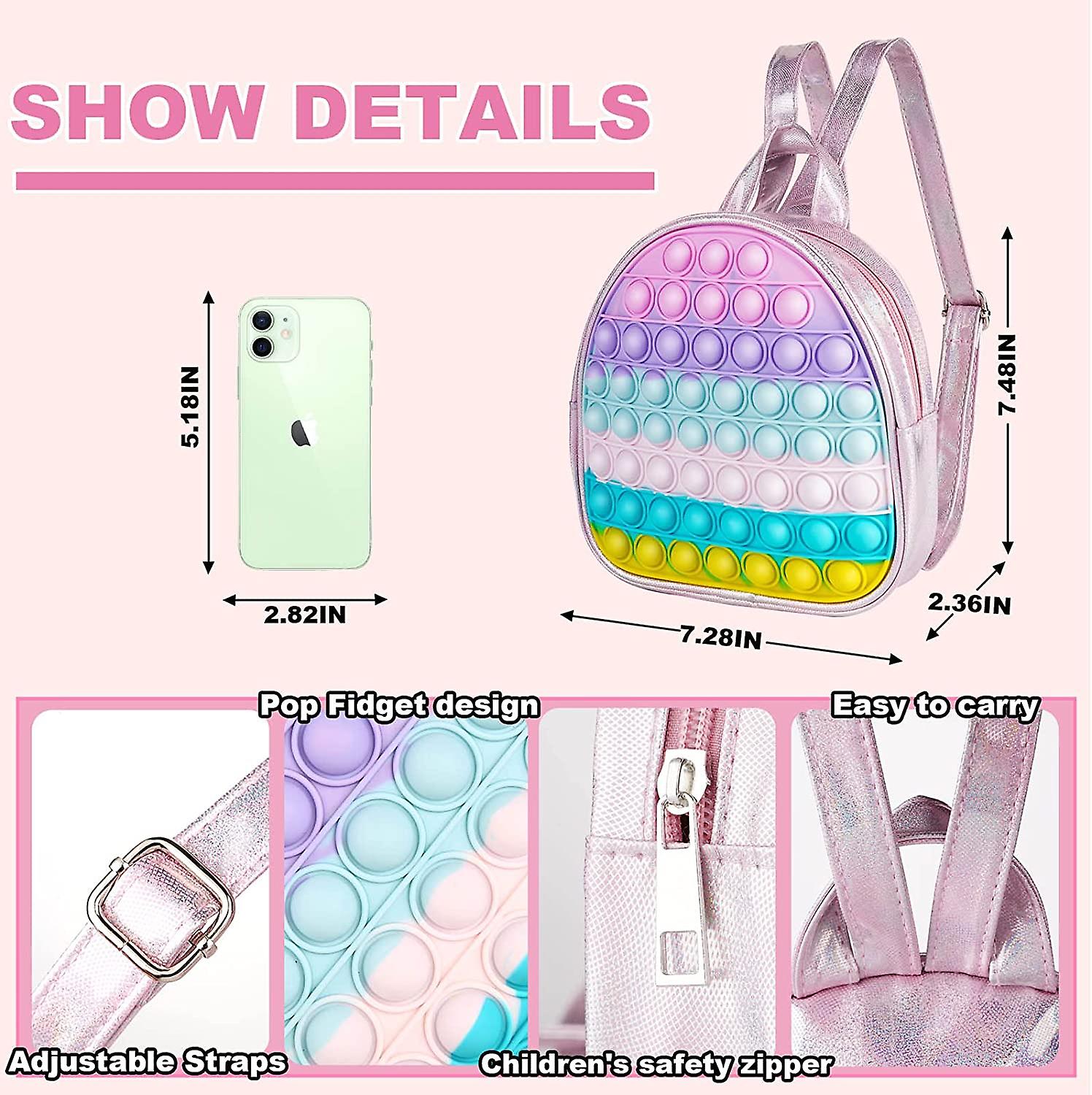 Pop Fidget Backpack For Girls Pop Purse Shoulder Bag Fidget Toys ...