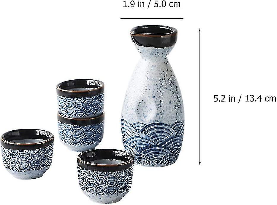 Japanese Sake Cup Set 4 Pcs 35ml Sake Cups+ 1 Pcs 180ml Sake Pot Set ...