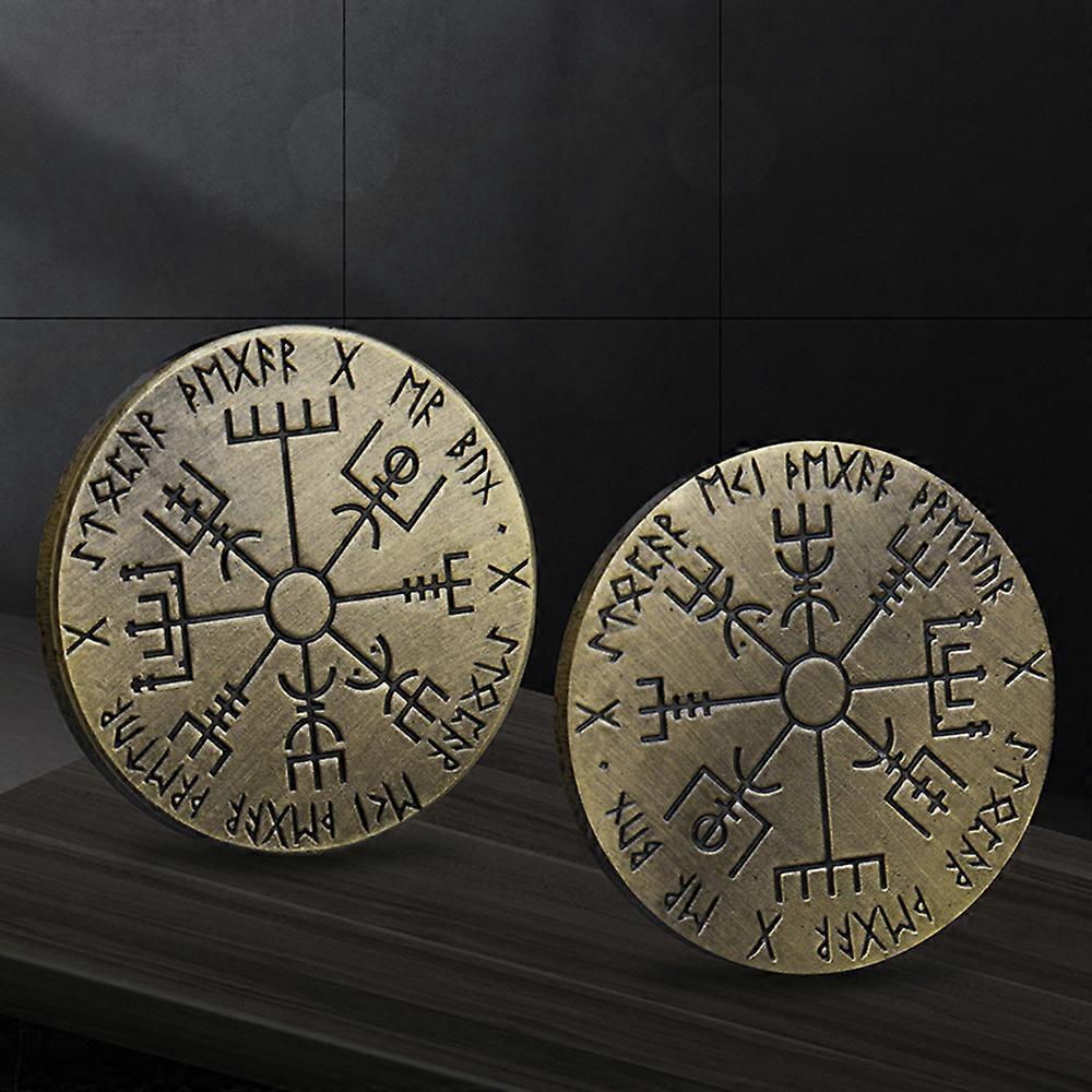 Nordic Viking Coin Vegvisir Guidepost Compass Commemorative Coins ...