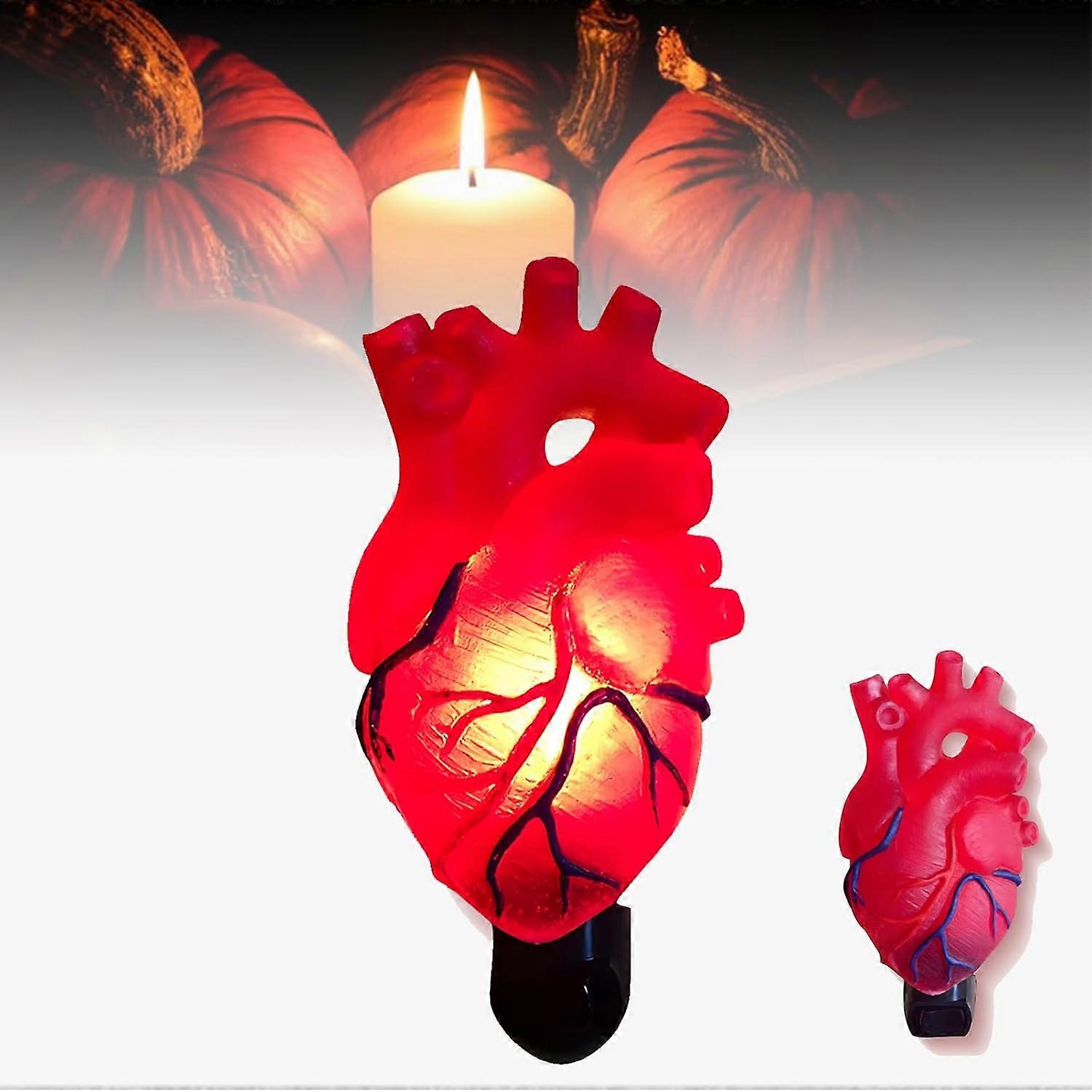 Anatomical Heart Nightlight, Translucent Resin Heart Night Light Plug ...