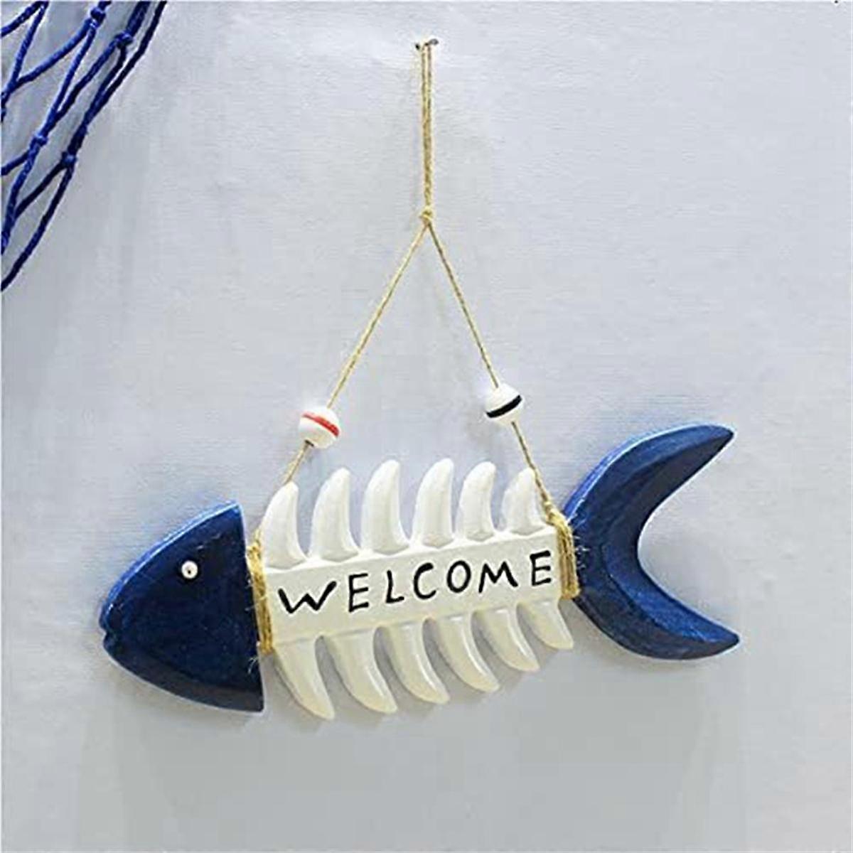 Fish Bone Welcome Sign Fish Wall Decor Mediterranean Beach- Welcome ...