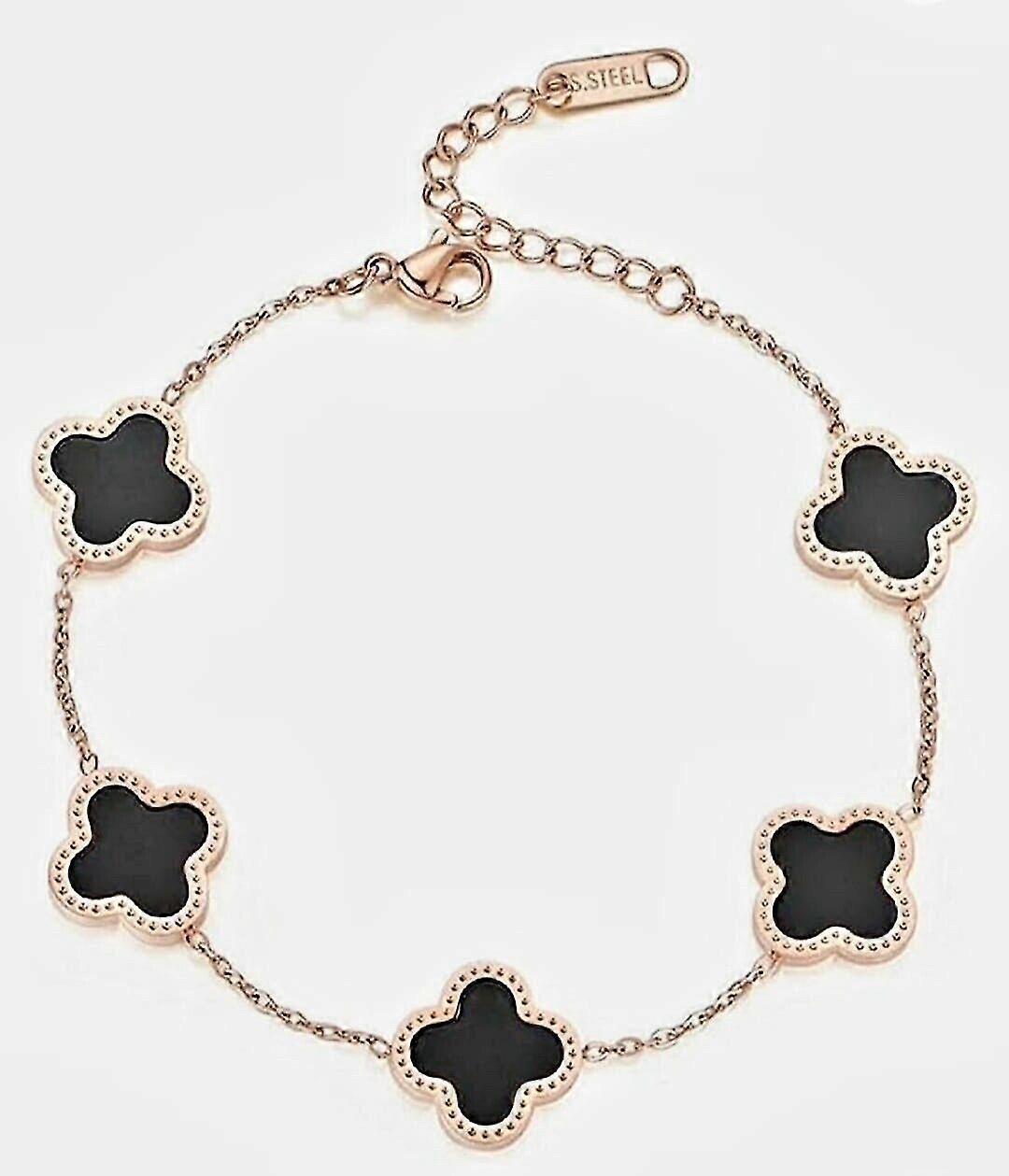 Lucky Titanium Steel Four-leaf Clover Bracelet Couple 18k Rose Gold ...