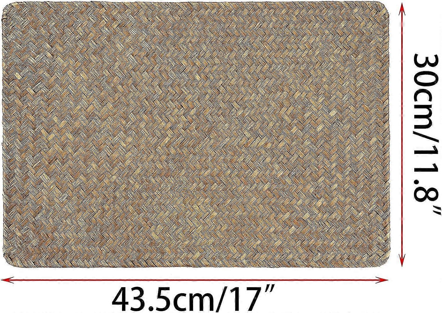 Pack of 6 Natural Seagrass Rattan Placemats, Woven Table Mat Place Mat ...