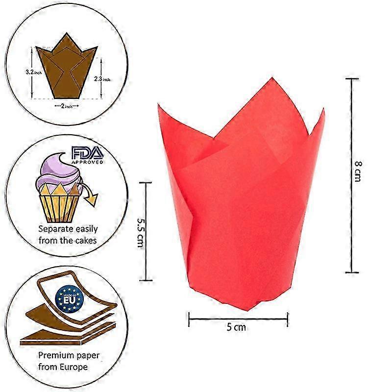 200pcs Natural Tulip Cupcake Liners for Baking Cups Unbleached EU ...