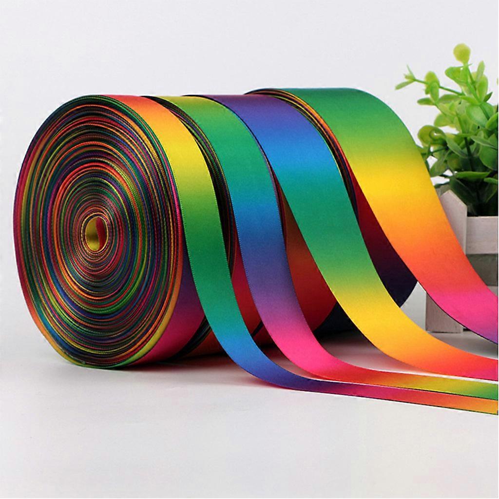 50 Yards Double Sided Satin Ribbon Roll Gradient Rainbow Colorful ...