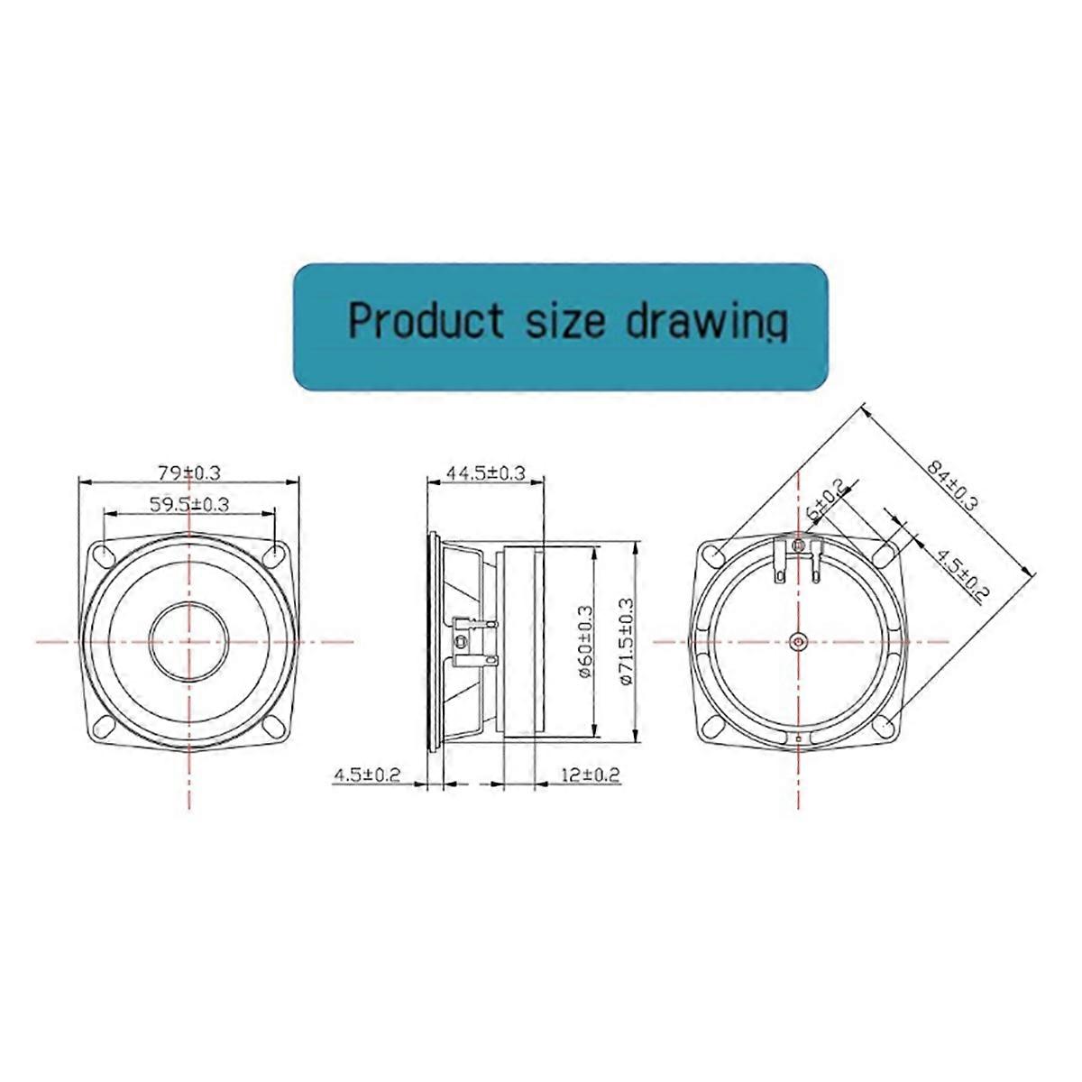 78MM 4 Ohm 15W Subwoofer Speaker 3 Inch Convex Cap Bass Square Woofer ...