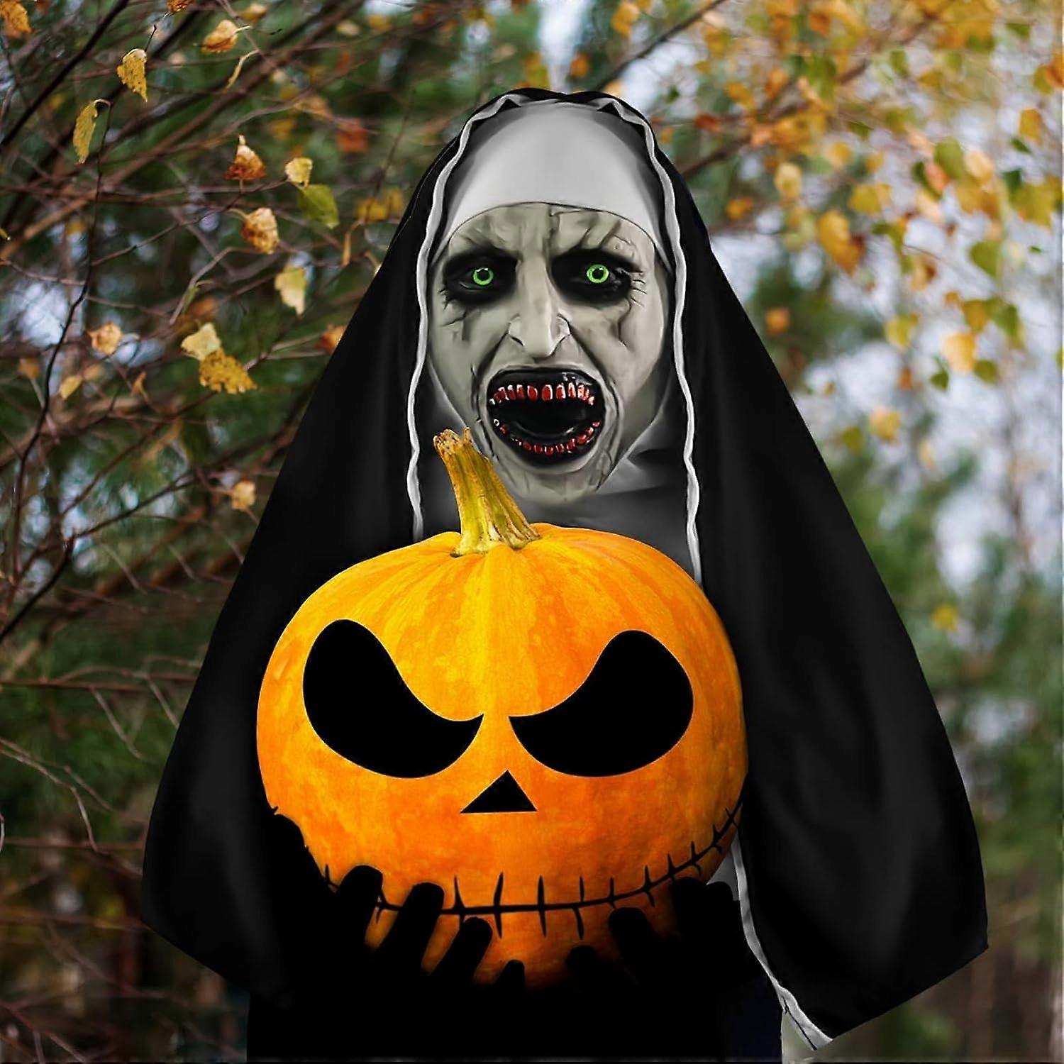 Halloween Nun Mask, Realistic Latex Horror Costume Mask, Spooky Cosplay ...