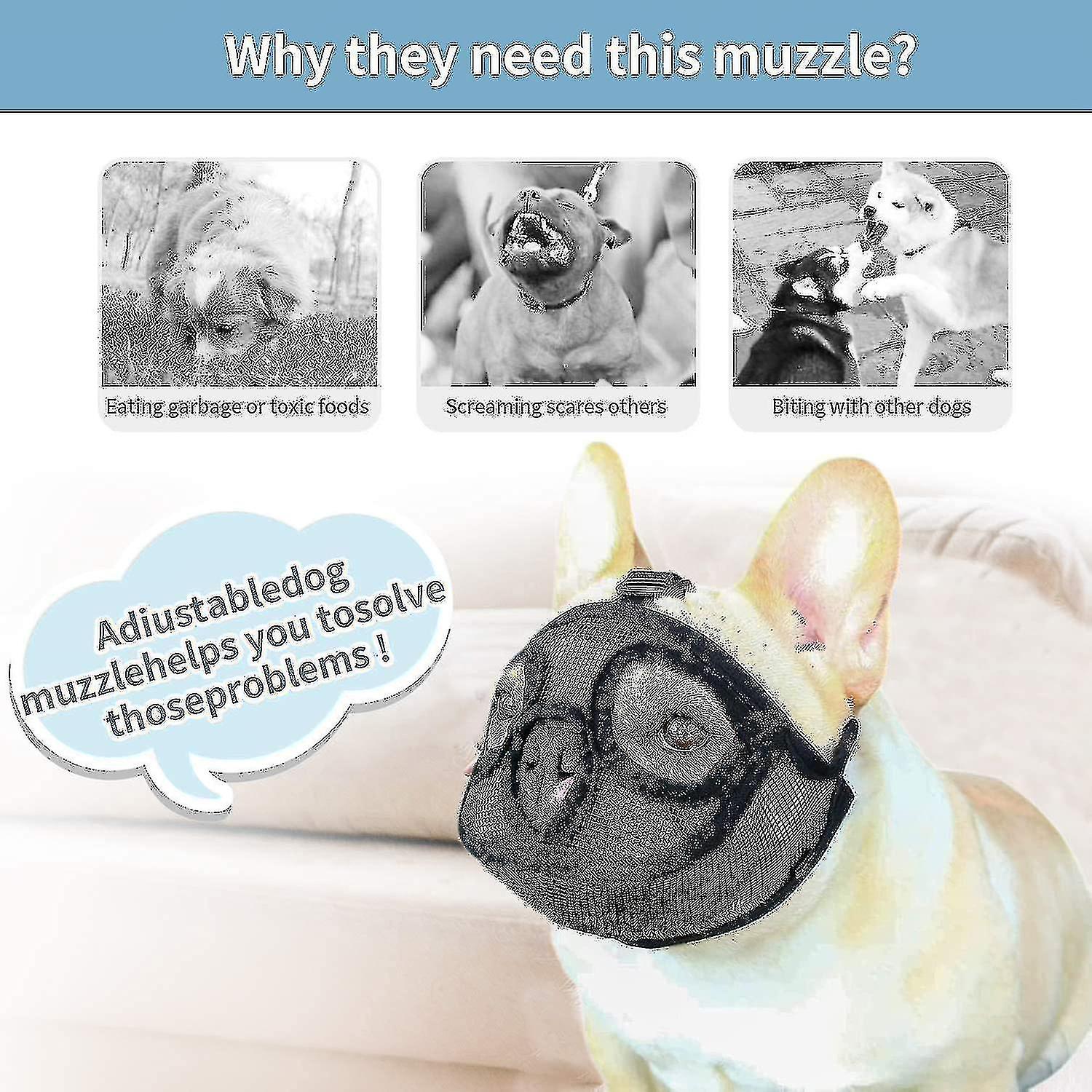 Mesh Dog Muzzle Short Snout Dog Muzzle Dog Muzzle Adjustable Breathable ...