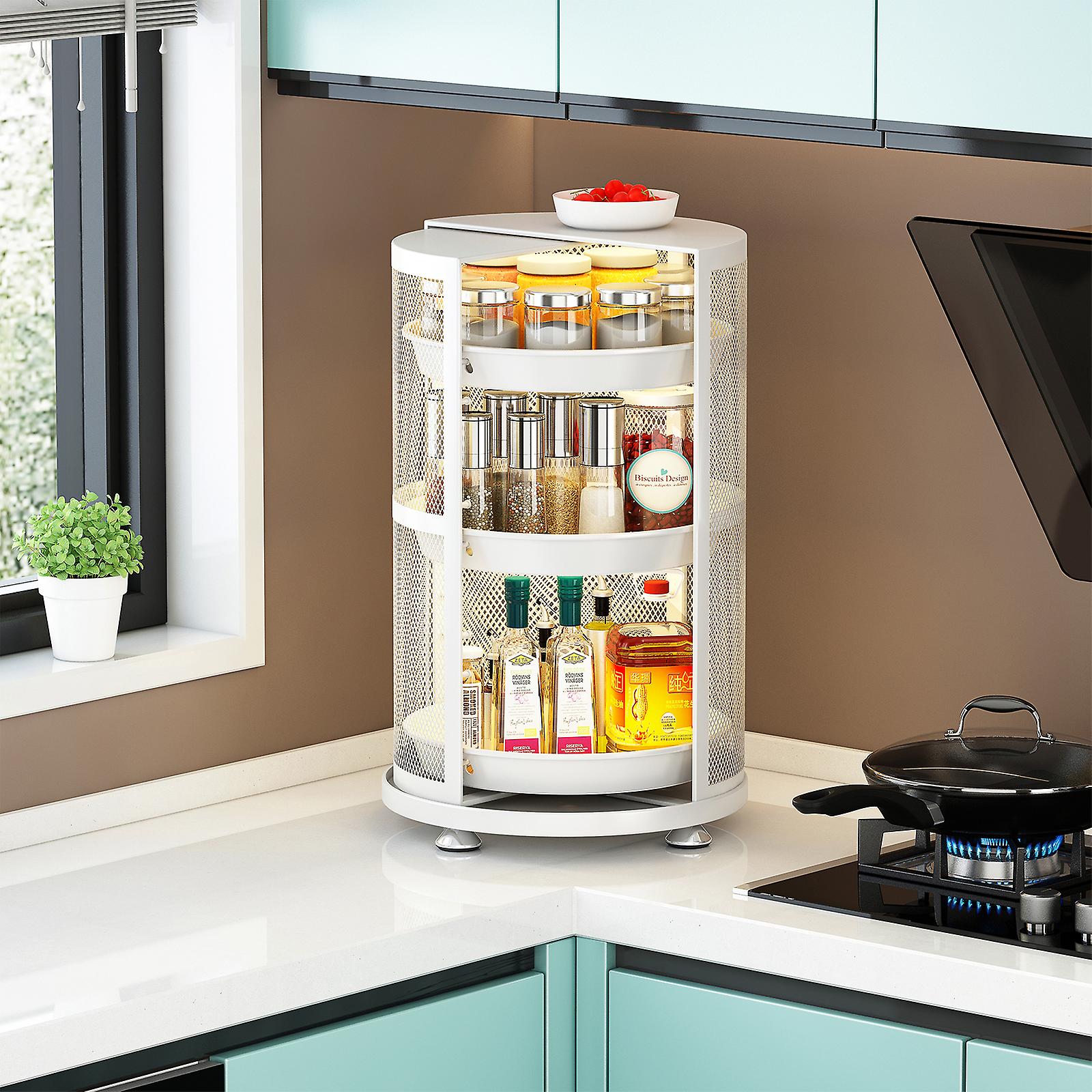 360 Degrees Rotating Movable Storage Shelf, Large Capacity Steel Rack ...