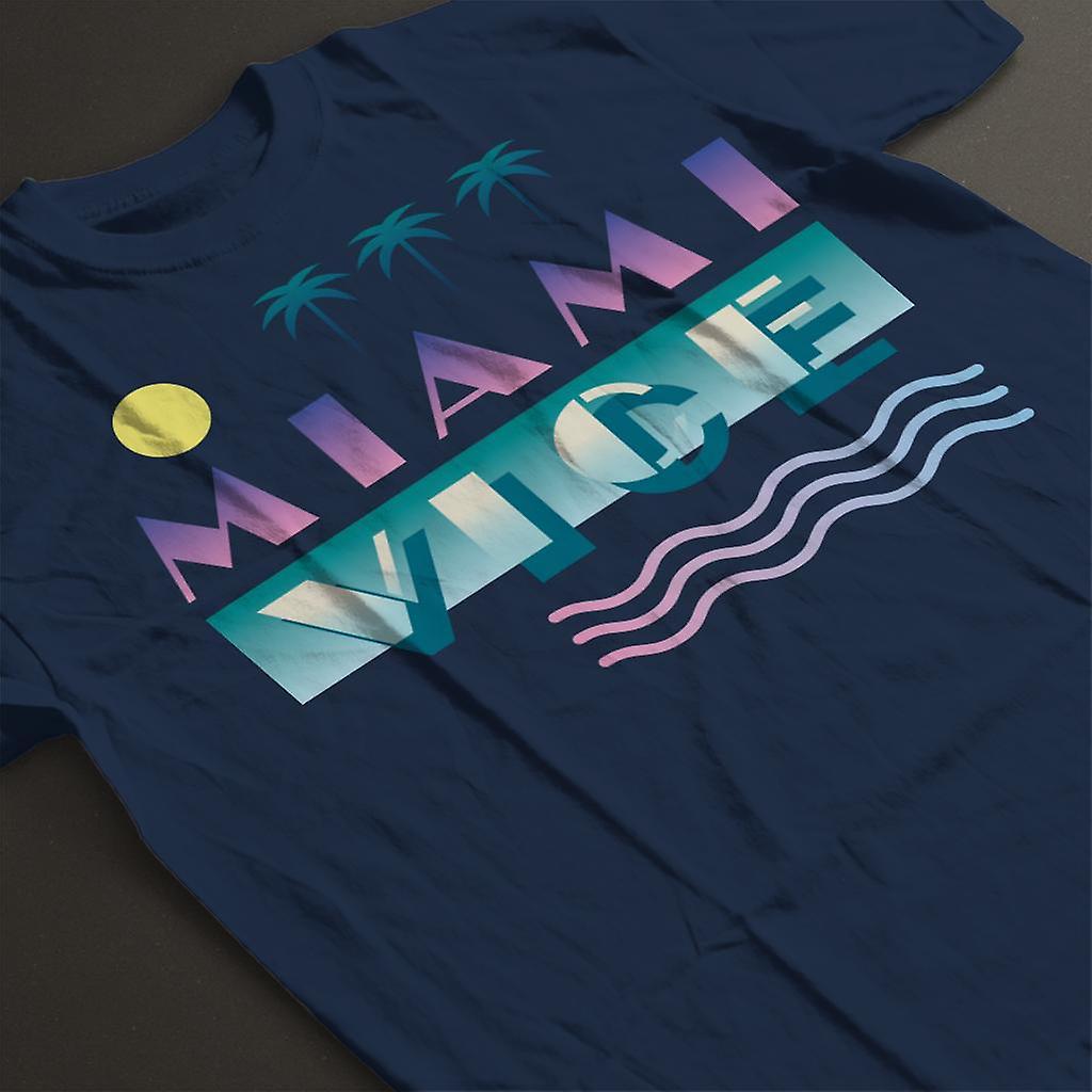 Miami Vice Logo With Sun And Palm Trees Women's T-Shirt | Fruugo US