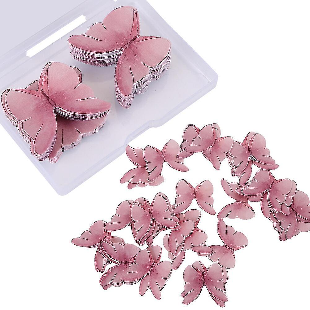 48PCS Edible Butterfly Wafer Paper 3D Colorful Cake Realistic Butterfly ...