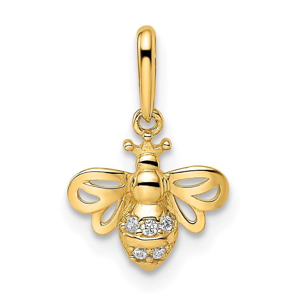 14k Gold Madi K CZ Cubic Zirconia Simulated Diamond Bumble Bee Pendant ...