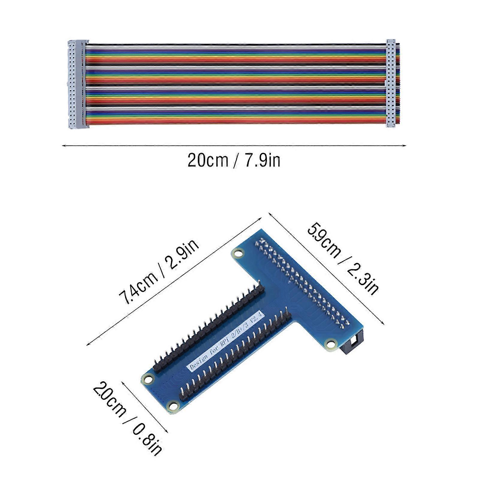T Type GPIO Extension Board 40Pin Ribbon Flat Cable for Raspberry Pi 1B ...