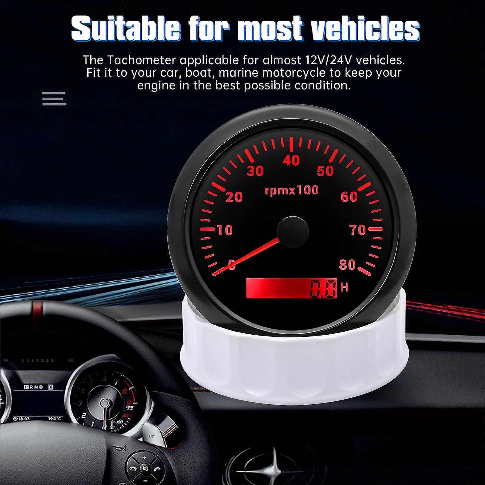 RPM Gauge 8000rpm 6000rpm 3K-8K 85MM Diesel Engine Tachometer REV ...