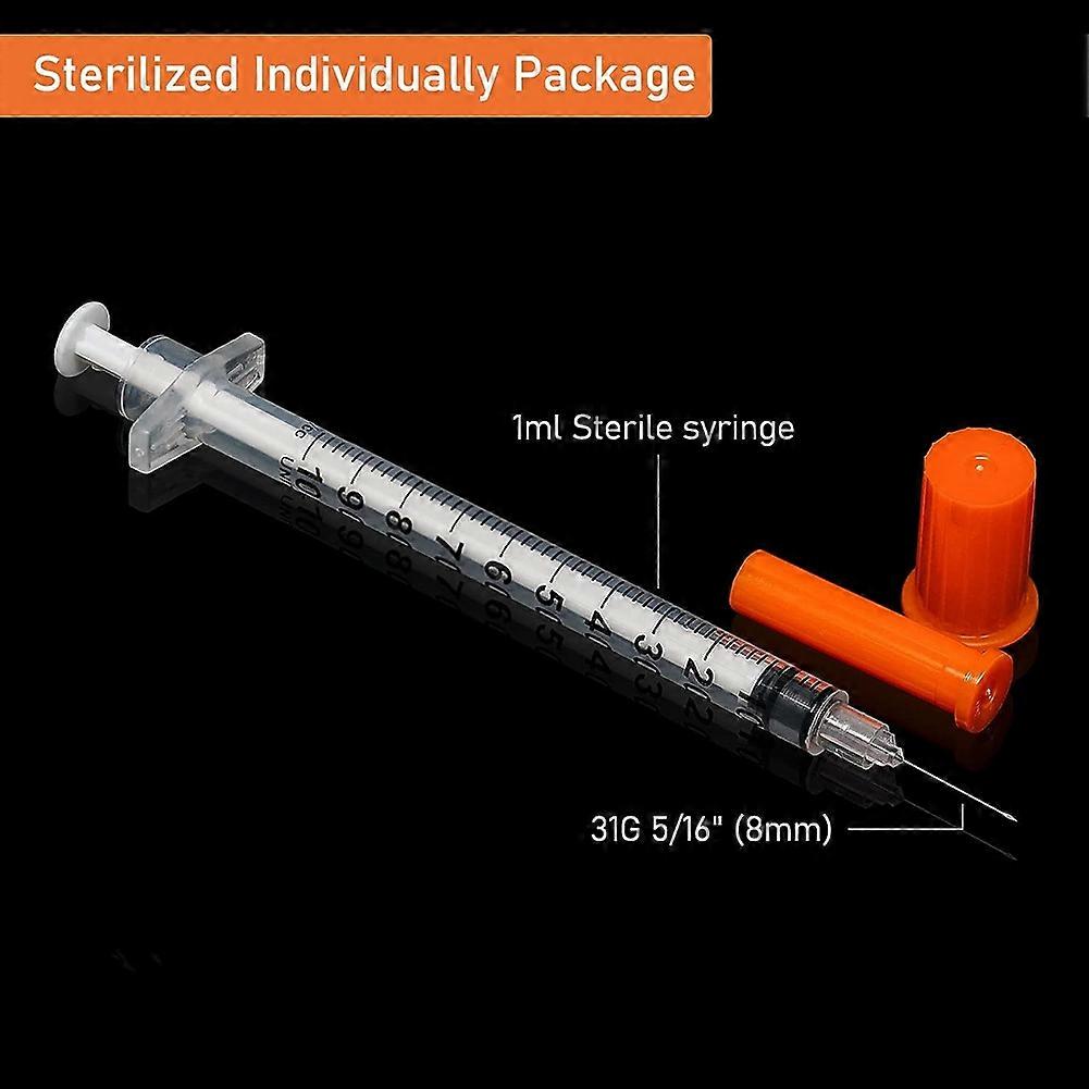 1Ml U-100 Syringe With Needle, 31G 1Cc 5/16-Inch (8Mm), Lab Measuring Supplies, Individually ...