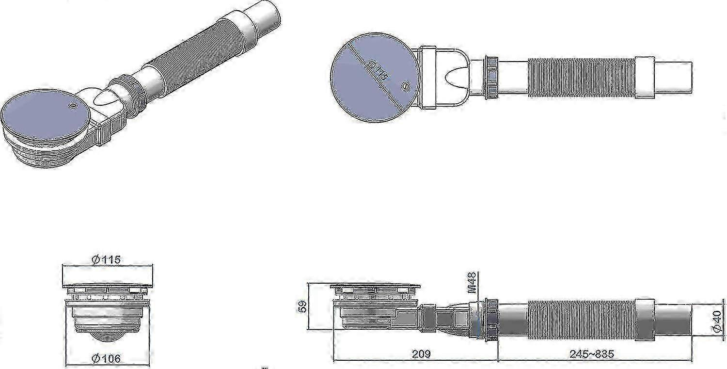 Extra Flat Shower Drain 90 Mm - Drain Hole Kit For Shower Tray, Shower ...
