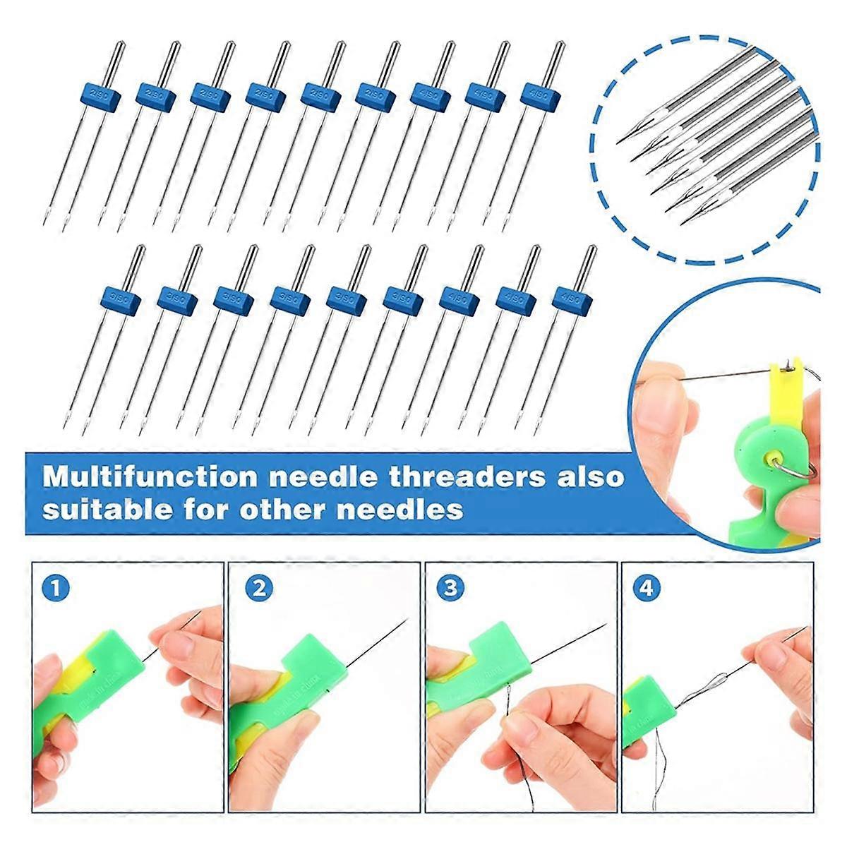 18Pcs Twin Needles for Sewing Machine, Double Twin Needles with Plastic ...