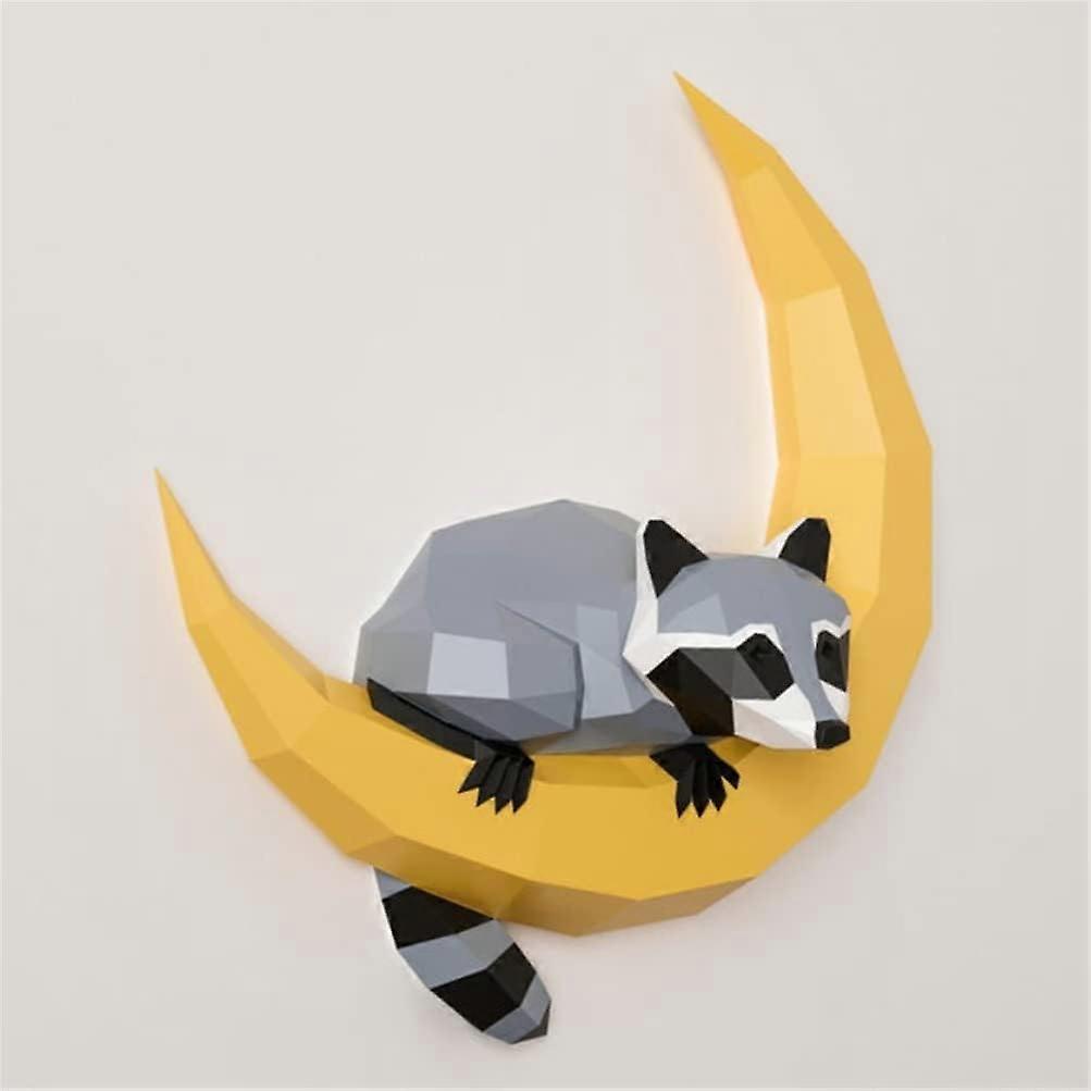 Raccoon on The Moon 3D Paper Model Animal Sculpture Raccoon Papercraft ...