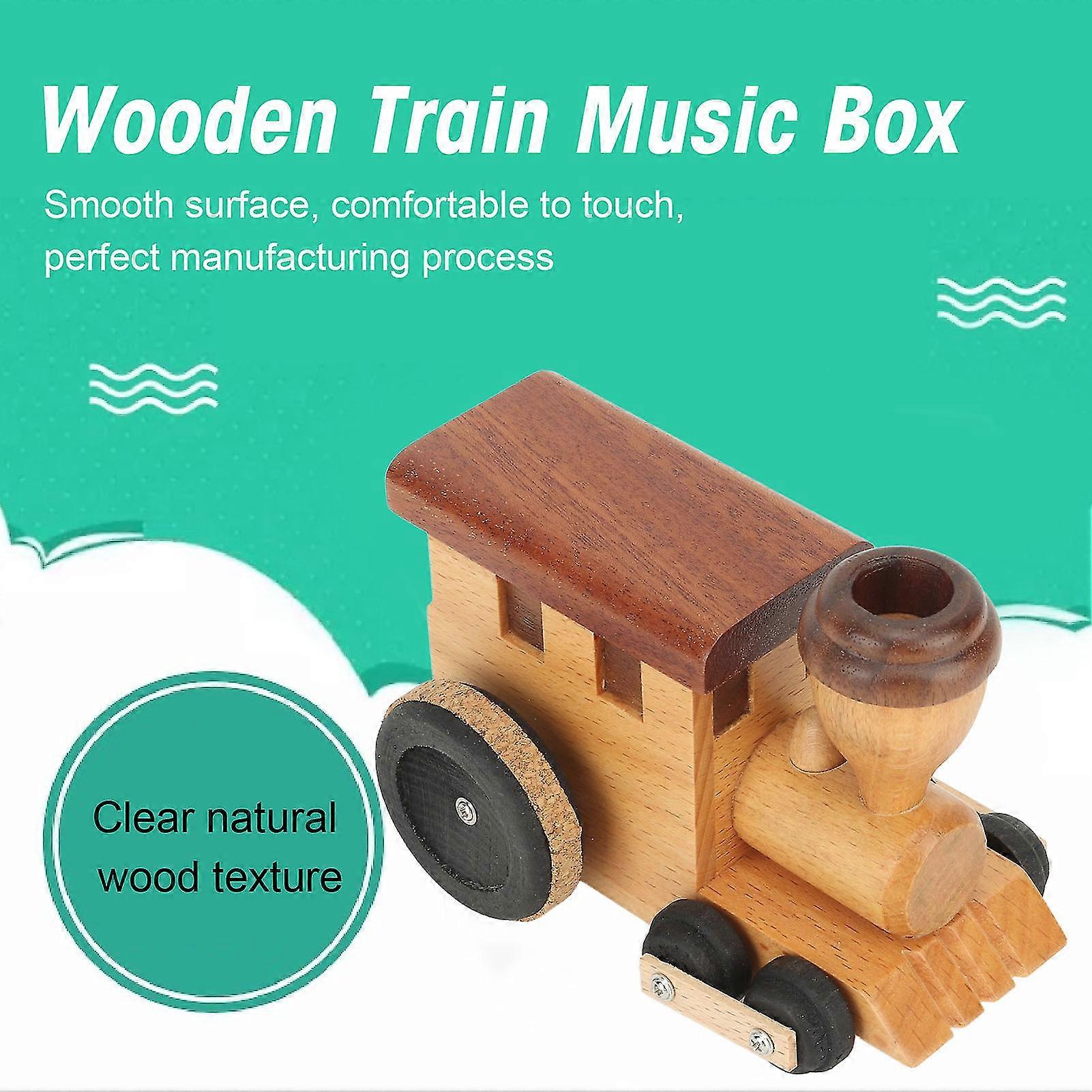 Wooden Train Music Box Clear Texture Smooth Surface Comfortable Touch ...