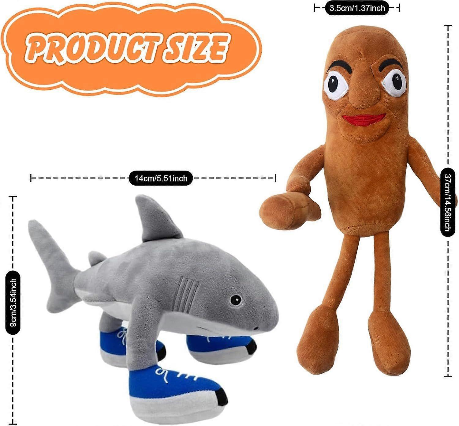2PCS Italian Brainrot Toy,18.5IN Italian Brainrot Plush,Shark Plushs ...