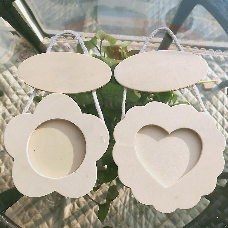 2pcs Diy Flowers Wooden Photo Frame White Embryo Super Light Clay ...