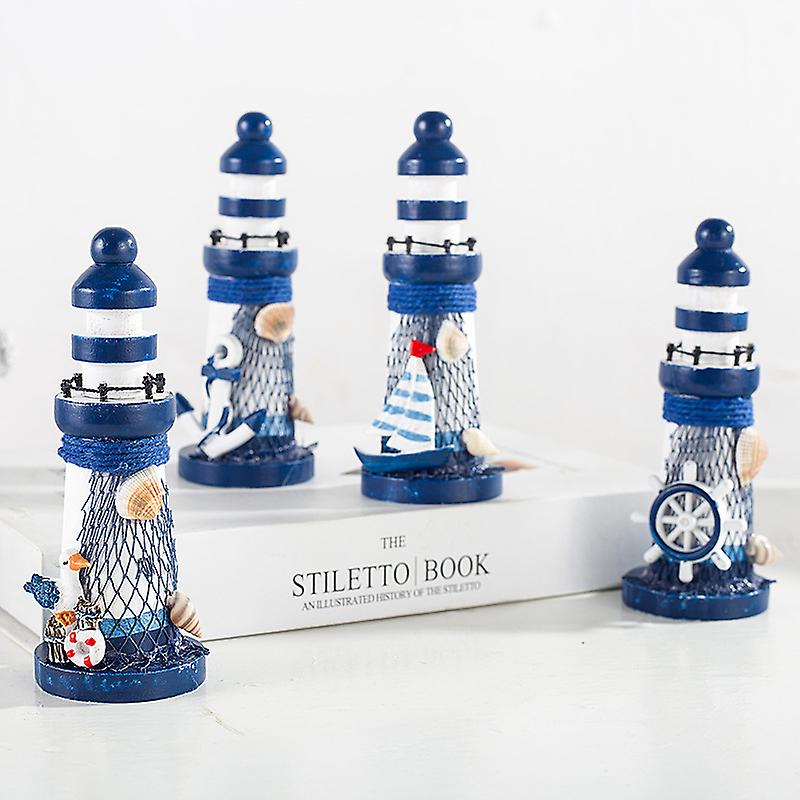 13cm ocean wooden mini lighthouse, Mediterranean style home accessories ...