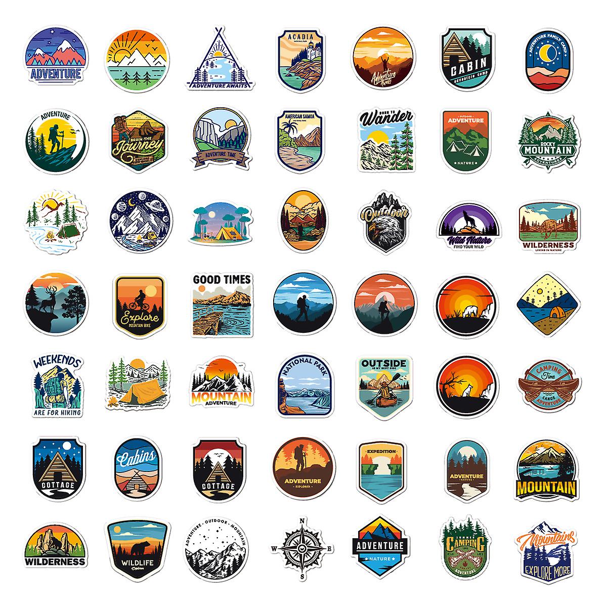 Travel Decal Sticker 100 Pieces, Outdoor Adventure Vinyl Stickers ...