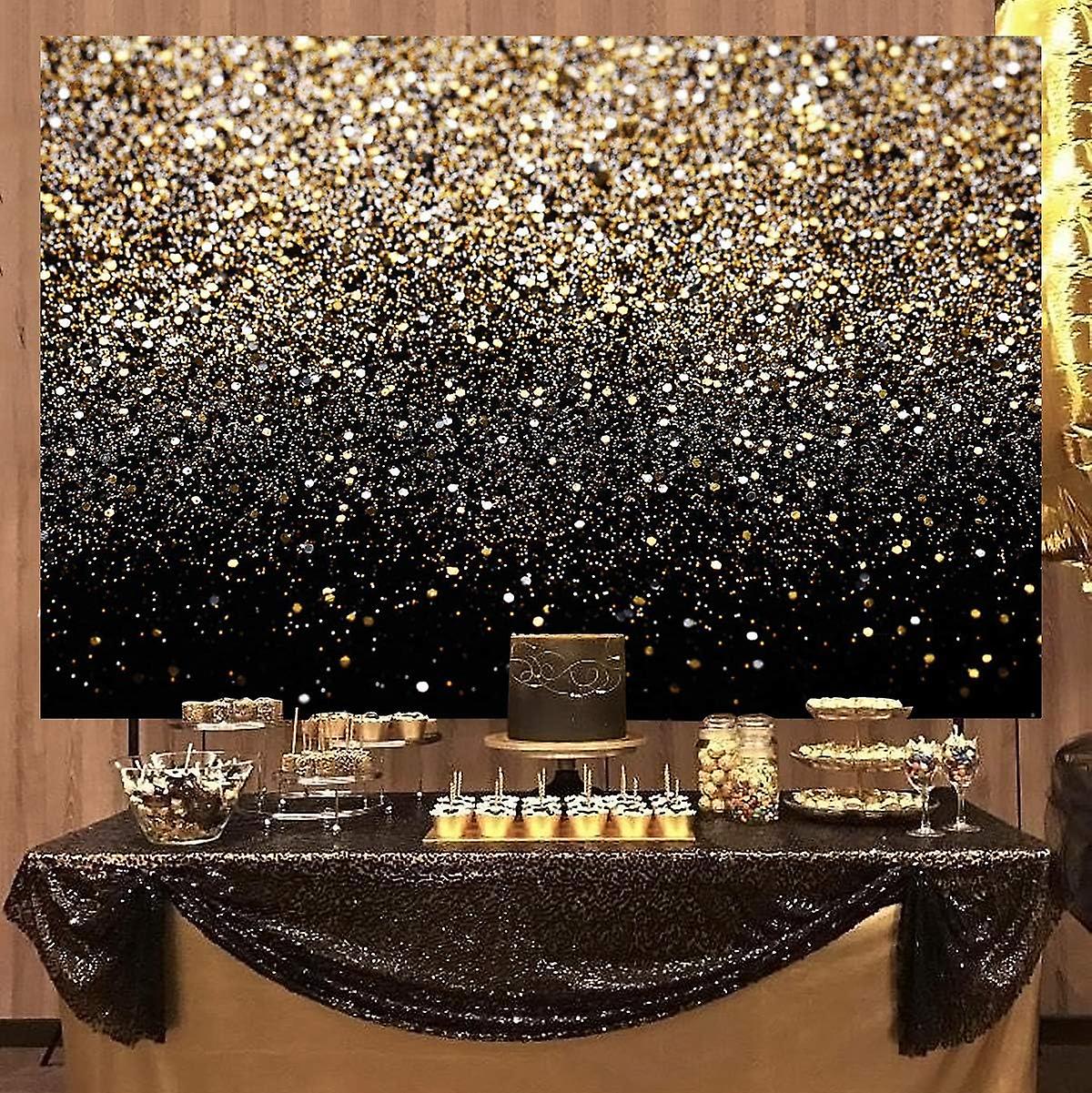 7x5FT Gold Backdrop Glitter Backdrop Gold Spots Bokeh Backdrop Black ...
