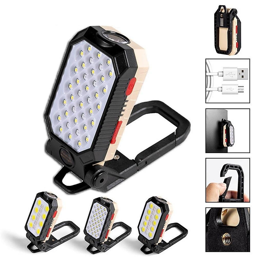 Strong magnetic work light usb rechargeable led cob portable flashlight ...