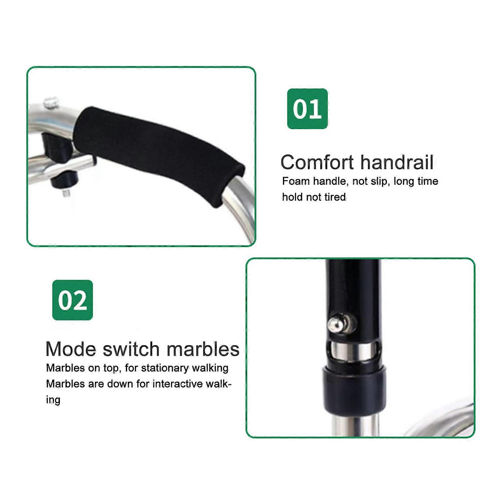 Elderly Walker 6 Height Adjust 4 Legs Stainless Steel Senior Folding ...