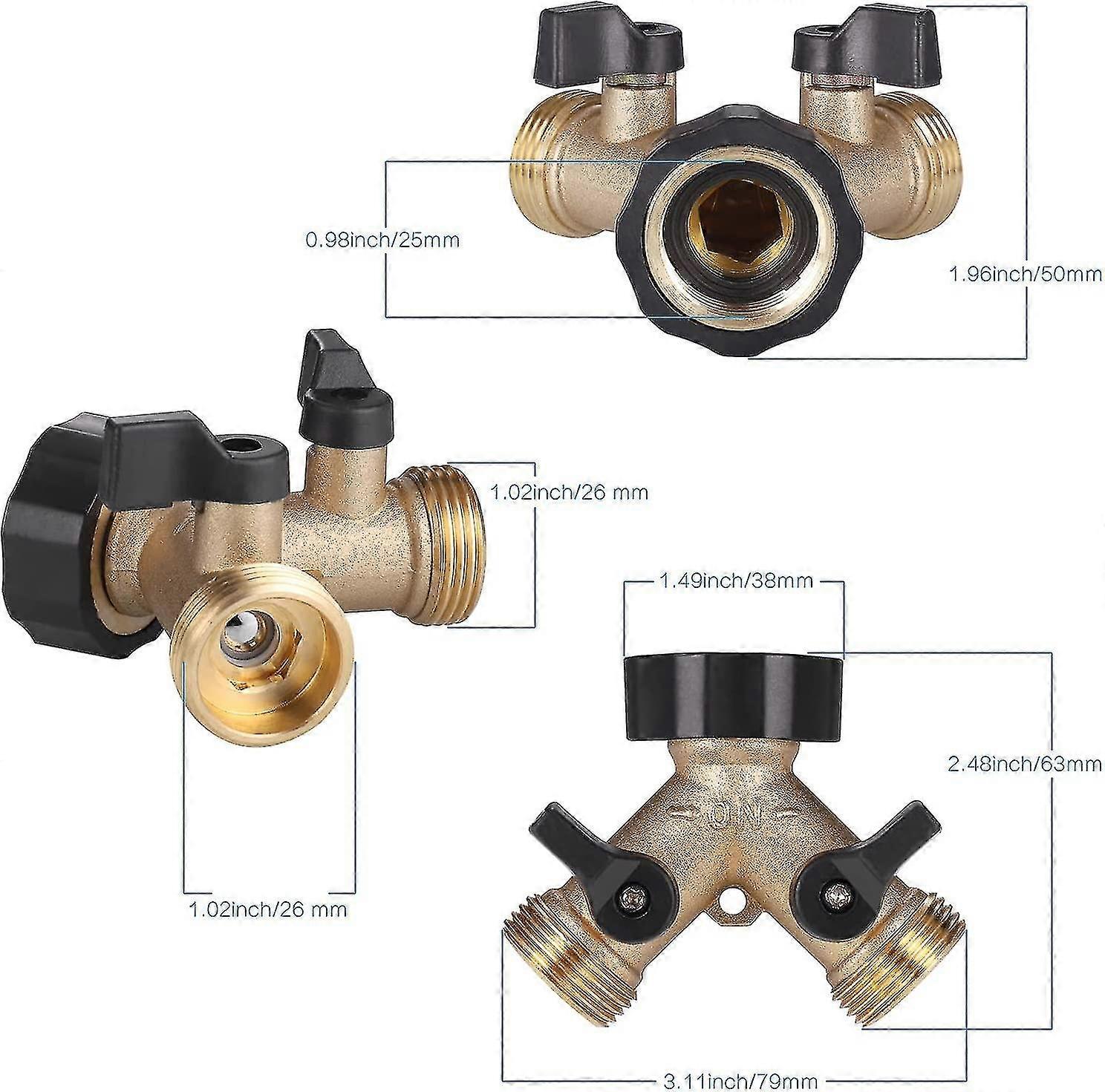 Double Washing Machine Faucet, Brass Garden Faucet Splitter, Y ...