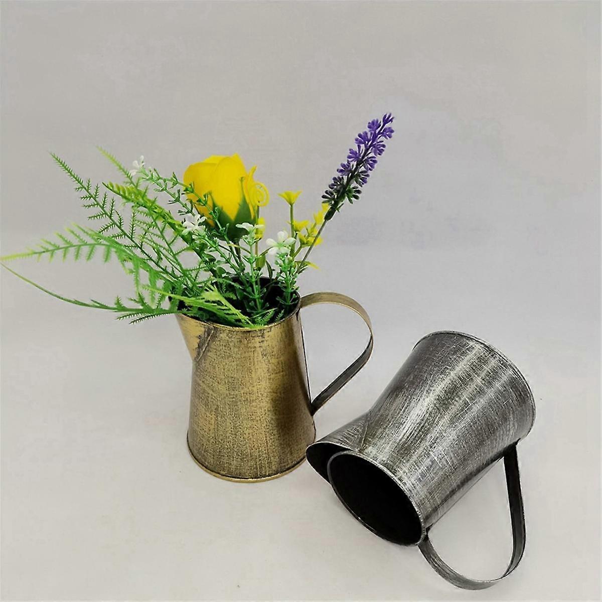 Metal Vase Decorative Shabby Pitcher Flower Holder Metal Vase with ...