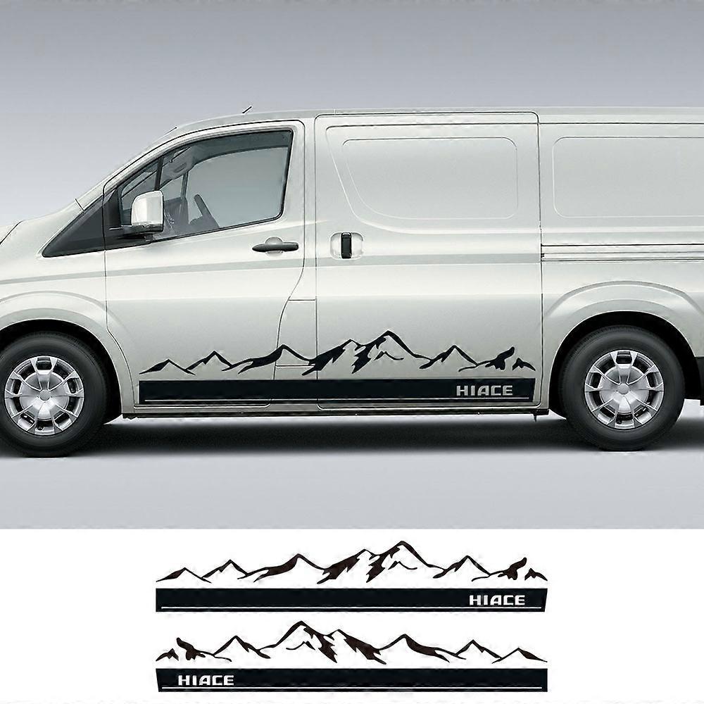 2PCS Car Stickers For Toyota Hiace 200 300 Camper VAN Mountain Stripes ...