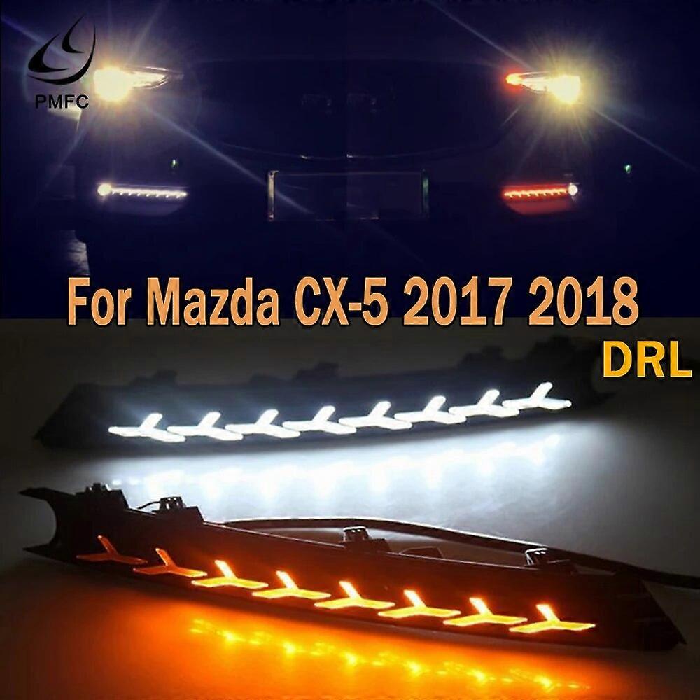 LED DRL Daytime Running Light with Flowing Turn Signal Light Relay Fog Lamp 12V For Mazda CX-5 ...