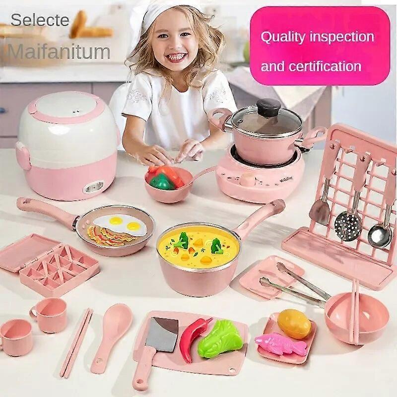 Girl Baby Can Cook Funny Mini Kitchen Real Cooked Family Toy Set ...