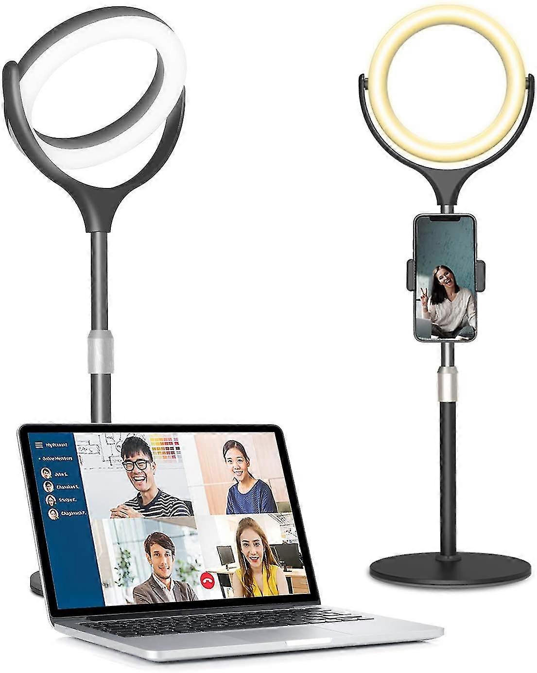 video conference lighting, 8" desktop ring light with stand laptop ...